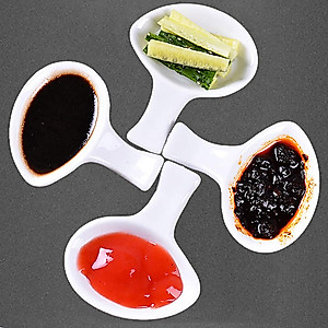 Woonsoon 5 Pcs Ceramic Chopsticks Holder，Chinese Porcelain Chopstick Rest Spoon Fork Knife Stand Sauce Dish