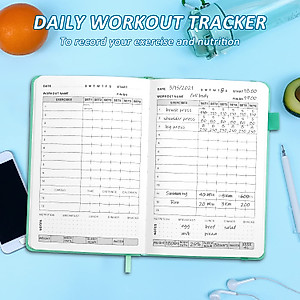EPEWIZD Fitness Journal Hardcover 6- Month Workout Planner Undated Workout Log Book Home Gym Accessories for Women and Man(Green)