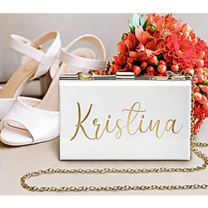 Custom Clutch Bag Add Your Text Bridal Shower Engagement Gift Shoulder Acrylic Handbag Women Purse