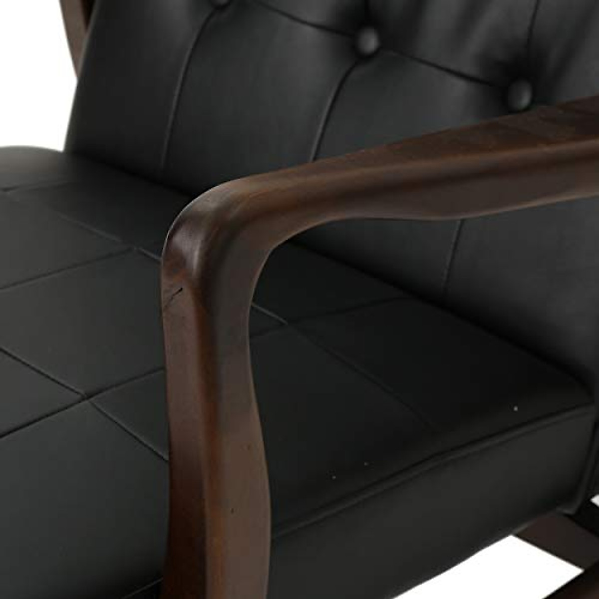 GDF Studio Conrad Mid Century Modern Arm Chair in Black Faux Leather