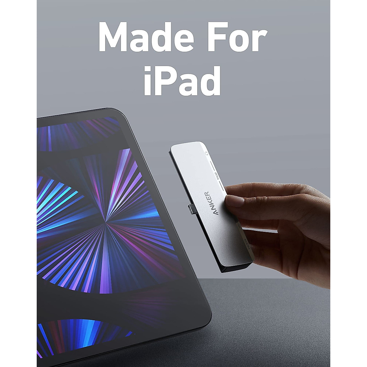 Anker USB-C Hub for USB-C iPad, 541 USB-C Hub (6-in-1) with 4K HDMI Port, Multi-Function USB-C Port, SD and microSD Card Slots, for iPad Pro 5th Gen/iPad Air 5th Gen/iPad Mini 6th and Later (Silver)