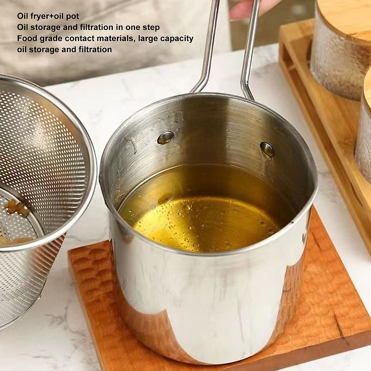 Fry Pot, 304 Stainless Steel Deep Fryer Pot with Basket and Anti Scalding Silicone Handle, Outdoor Deep Fryer for Frying Fish Seafood, French Fries, Chicken Wings Easy to