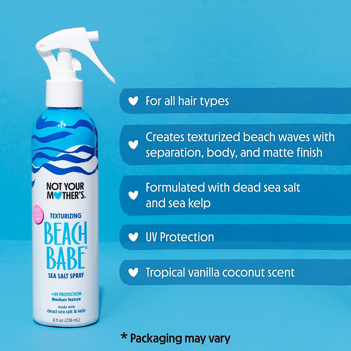 Not Your Mother's Beach Babe Sea Salt Spray (3-Pack) - 8 fl oz - Texturizing Spray for Tousled Hair - Add Texture and Grit to Hair with a Matte Finish