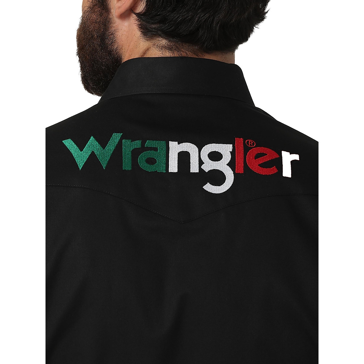 Wrangler Men's Western Logo Two Pocket Long Sleeve Button Shirt, Black
