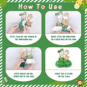 10 PCS Wild One Honeycomb Centerpieces Birthday Decorations for Boys and Girls Safari Centerpieces for Tables 3D Double Side Baby Shower Jungle Animals Party Decorations