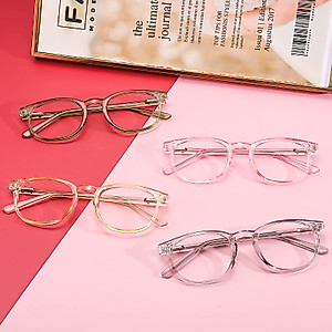 KSSESSE 4 Pack Reading Glasses for Women Men Blue Light Blocking Oval Readers with Spring Hinge 1.75