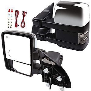 LUJUNTEC Tow Mirrors Replacement fit for 2003-2007 For F250 For F350 For F450 For F550 Super Duty Series Pickup Towing Mirrors Driver and Passenger Side Power Heated LED Turn Signal Light