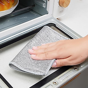 Cecurpo Double Stainless Steel Scrubber, 2024 Upgraded Non Scratch Scrubbing Pads for Kitchen, Multipurpose Wire Dishwashing Rags for Wet and Dry, Reusable Premium Metal Wire Cleaning Dishcloth (5)