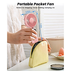 coldSky Portable Handheld Fan, 4000mAh Battery Operated Fan with LED Display, Handheld/Neck/Desk 3 in 1 Personal Small Fan, 90° Foldable Desk Fan with Base, 5 Speed Lash Fan Makeup Fan for Women