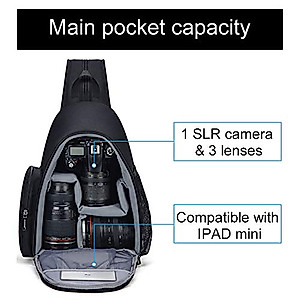 CADeN Camera Bag Sling Backpack, Camera Case Backpack with Tripod Holder for DSLR/SLR Mirrorless Cameras (Canon Nikon Sony Pentax) Black