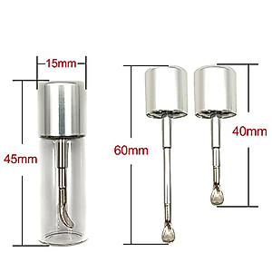 4 Pack Glass Pill Box Spice Bottle with Retractable Spoon Inside Small Storage Bottle for Outdoor Camping Travel Portable Pill Case