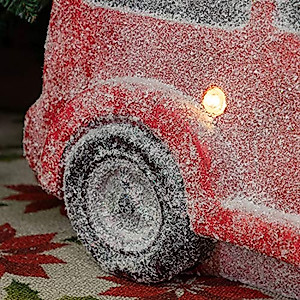 Alpine Corporation QWR916 Alpine Retro Red Car with Christmas Tree, LED Lights, and Music, Indoor Festive Decor for Home Holiday décor, Multi