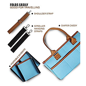 MELWEY Diaper Caddy - Newborn Essentials Must Haves,Baby Registry Basket,Nursery Changing Table and Car Storage Basket Organizer for Baby Boys Girls Shower Gift (Blue With Straps)