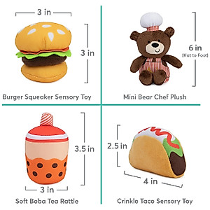 GUND Baby Play Soft Collection, My Little Food Truck 5-Piece Plush Playset with Rattle, Squeaker and Crinkle Sound Toys, Sensory Toy for Babies, 7.5”