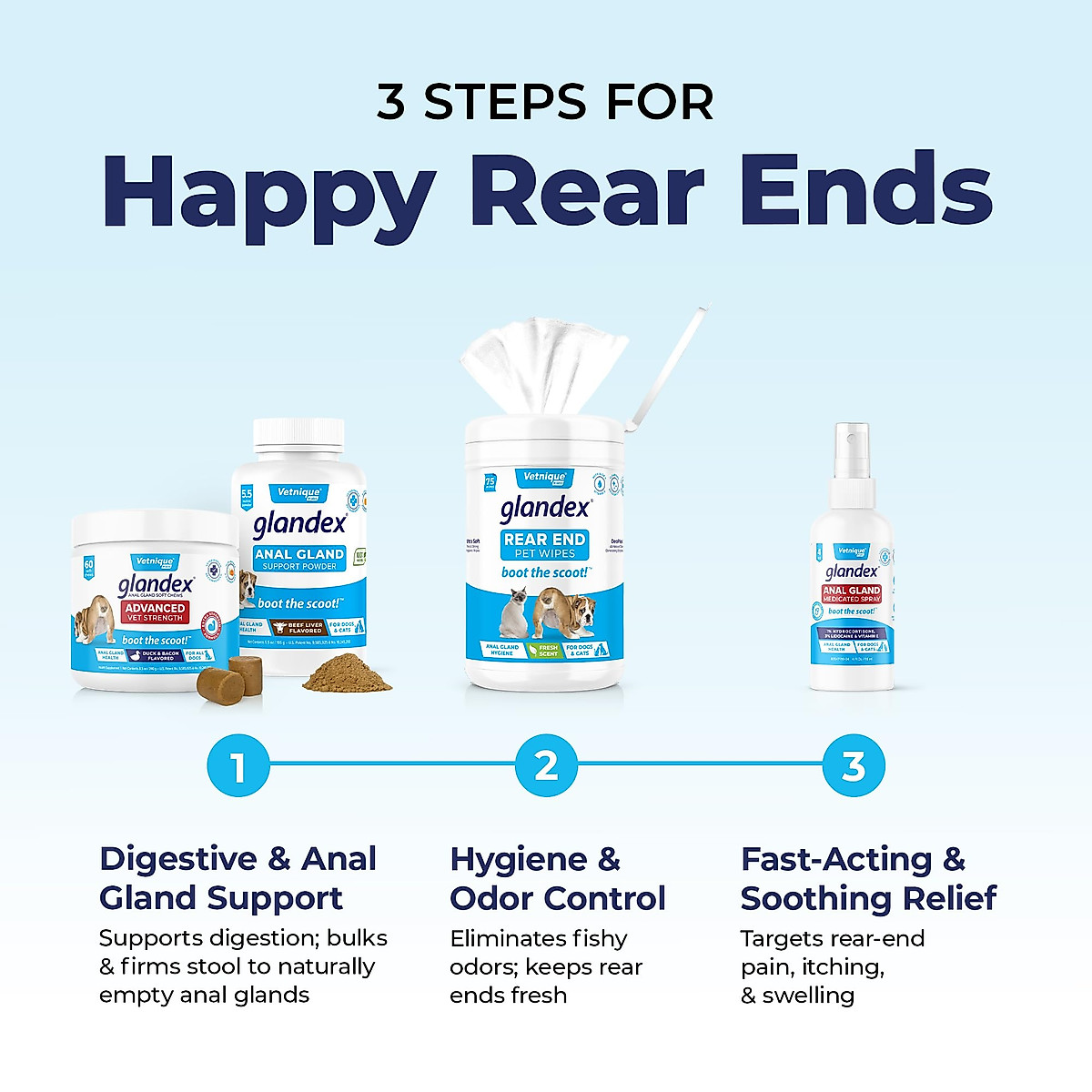 Glandex Dog Fiber Supplement Powder for Anal Glands with Pumpkin, Digestive Enzymes & Dog Probiotics for Digestive Health - Vet Recommended - Boot The Scoot (Vegan Salmon, 2.5oz Powder)