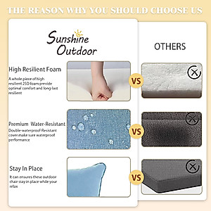 Sunshine Outdoor Indoor/Outdoor Deep Seat Patio Cushions Set 22x24 inch :Resilient Foam Filling,All Weather Resistant Patio Cushions Patio Furniture,Light Blue 2 Sets