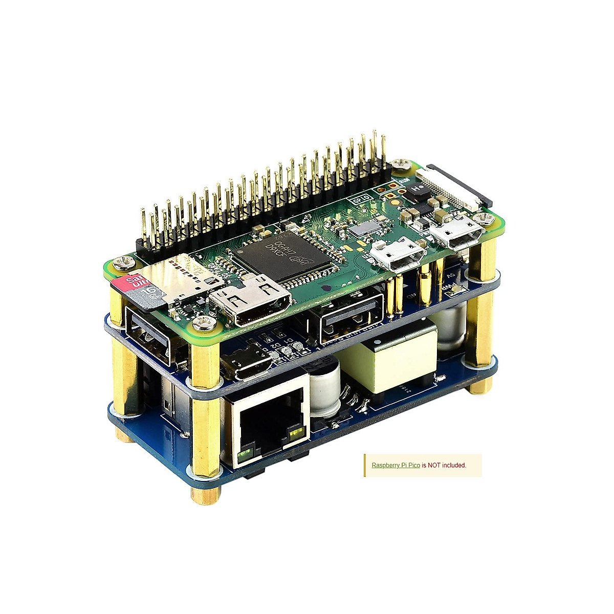 waveshare PoE Ethernet/USB HUB HAT Expansion Board for Raspberry Pi Zero/Zero 2 W/W/WH, with 1 RJ45 10/100M Ethernet Port, 3 USB Ports Compatible with USB2.0/1.1,802.3af-Compliant