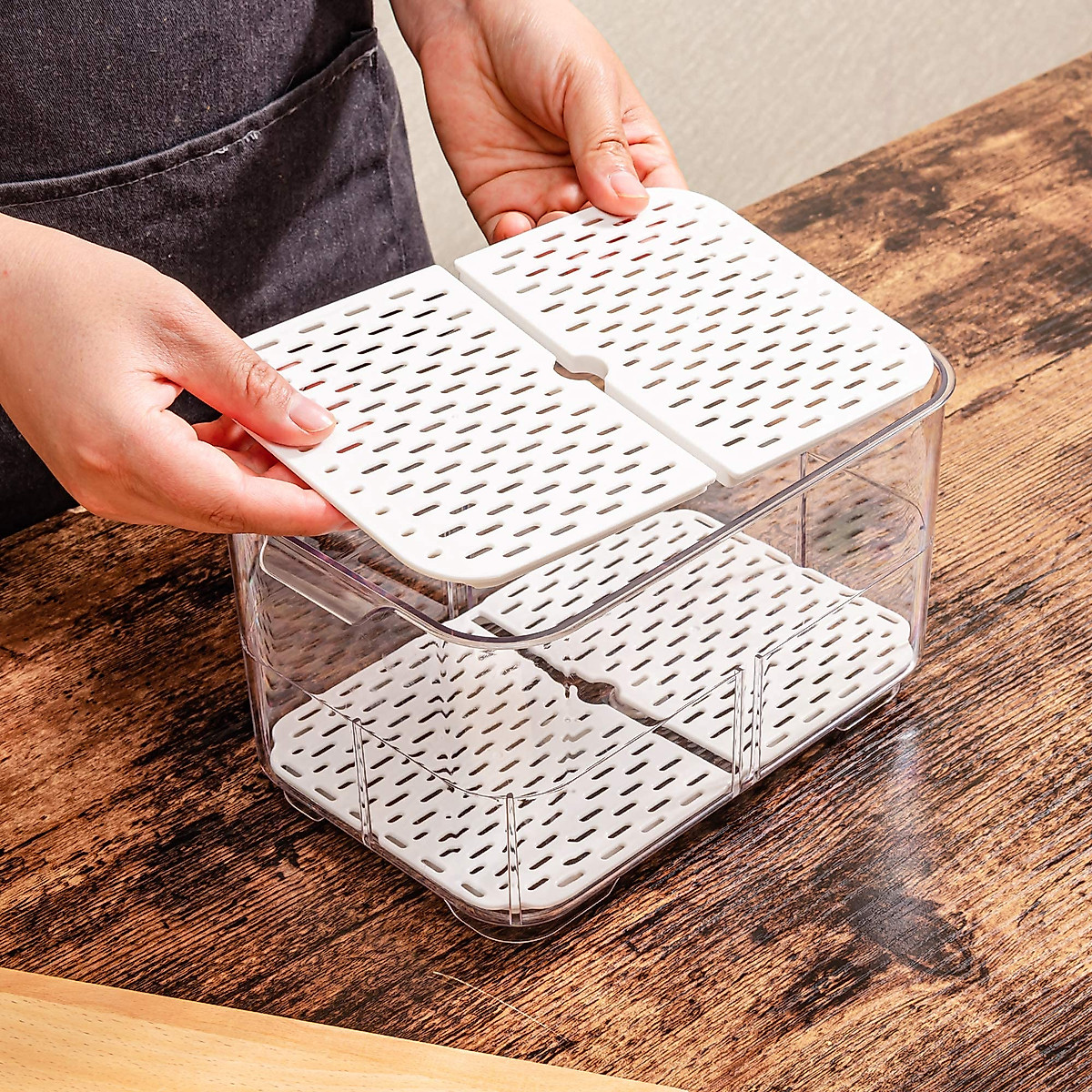 SANNO Vegetable Fruit Containers Fridge Food Storage Produce Saver Container Produce Saver Containers for Refrigerator, Containers Produce Saver