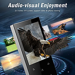 64GB MP3 Player with Bluetooth, Sunoony Music Player with FM Radio, Built-in HD Speaker, HiFi Lossless Sound, TF Card, Earphone, Voice Recorder/Video/Photo Viewer/E-Book Player for Kids, Running, Gift