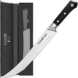 Cutluxe Butchers Knife Set – Cimeter and Bullnose Butcher Breaking Knives – Forged High Carbon German Steel – Full Tang & Razor Sharp – Ergonomic Handle Design – Artisan Series