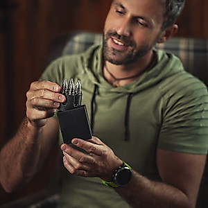 Whiskey Stones Bullets with Base - Silver XL Whiskey Ice Cubes Reusable for Men - Set of 6 Whiskey Bullets Stainless Steel in Revolver Base - Chilling Whiskey Rocks Gift Set by Amerigo