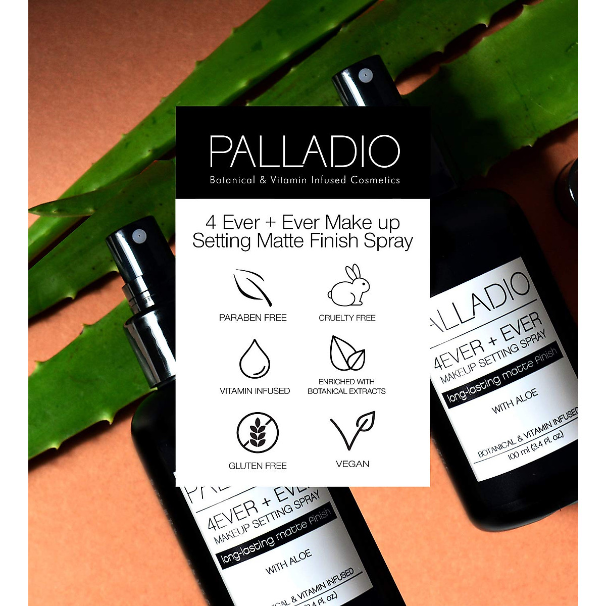 Palladio 4 Ever and Ever Make Up Setting Spray, Longlasting, Instantly Sets and Secures Makeup for All Day Wear (Matte Finish), 100 ml