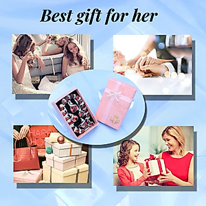 GZWHD Red Jewelry Set Created Waterdrop Garnet Earrings Necklace Open Ring Tennis Bracelet Set, Silver-Tone,Party Prom Wedding Jewelry Valentine's Day Gift for Women Lady