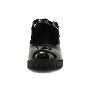 Soda Boxer-2 Kids/Children/Girls Fashion Mary Jane Style Rounded Chunky Block Lug Sole Heel with Adjustable Strap (13 Little Kid, Black Patent, Numeric_13)