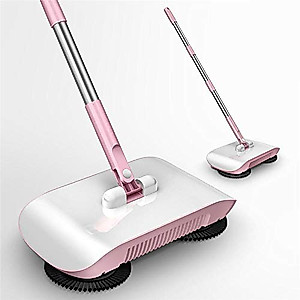 360 Degree Spin Hand Push Sweeper Household Floor Cleaning Broom Mop (Color : Pink)