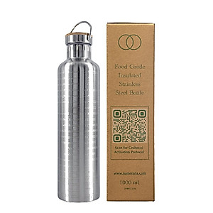 SANA Grabavoi Water Bottle, Water Activator Bottle with Grabovoi Numbers, Double Walled Bottle, Insulated Stainless Steel, 1L (34 oz) 2.0 Version