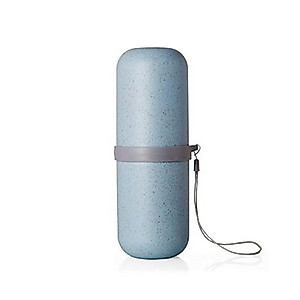 1Pcs Travel Toothbrush Cup Multifunction Wheat Stalk Wash Gargle Cup Portable Business Trips Handy Travel Toothpaste Case Holder Container Storage Box Organizer for Travel and Outdoors (Blue)