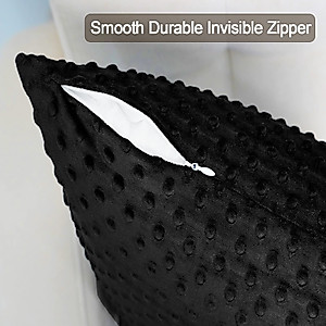 PHF Minky Dot Throw Pillow Cover 20"x 20", 2 Pack Soft Cozy Minky Bubble Real Velvet Cushion Cover, Christmas Home Decorative Pillow Pillowcase for Couch Sofa Bed, Black