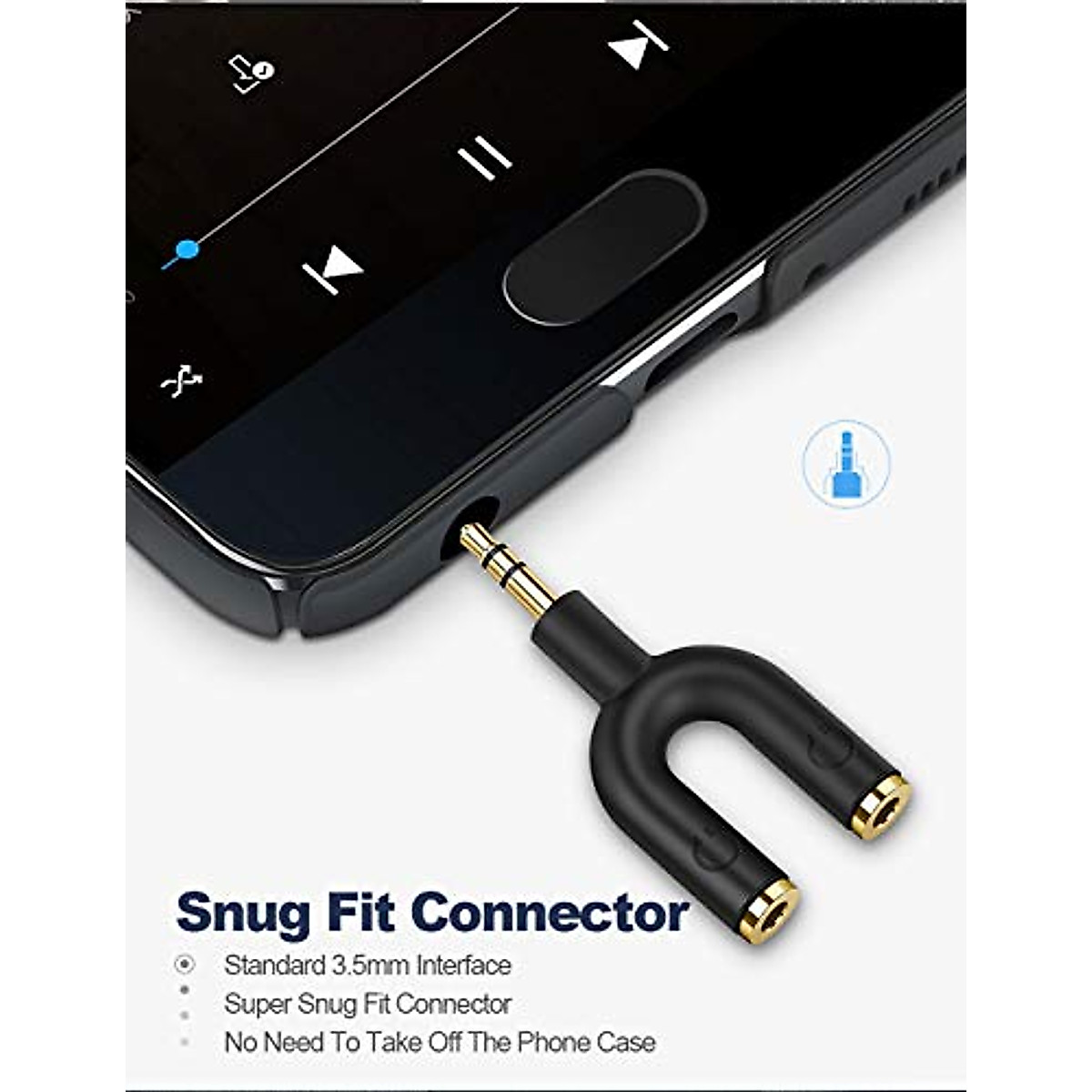 CableCreation Headphone Splitter Adapter, 3.5mm Male to 2 Port 3.5mm Female Y Jack Splitter Adaptor Compatible with Headset, Earphone, iPhone, iPad, iPod,Tablets, MP3 Players&More, Black