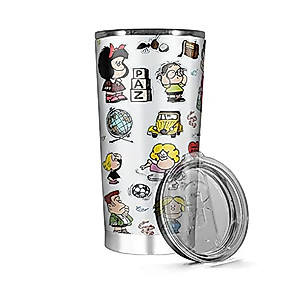 Stainless Steel Insulated Tumbler 20oz 30oz Mafalda Tea And Coffee Her Iced Characters Hot Wine Cold Funny Travel Cups Mugs For Men Women, White