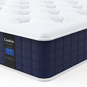 Coolvie Twin XL Mattress, 10 Inch Twin XL Size Hybrid Mattress, Individual Pocket Springs with Memory Foam, Bed in in a Box, Cooler Sleep with Pressure Relief and Support