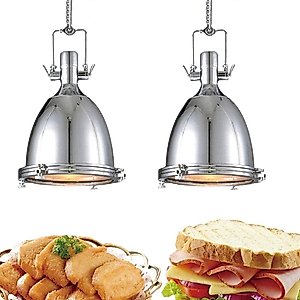 Food Heating Lamp Portable Vertical Food Heat Warmer Lamp Pizza French Fry Buffet Party A Unique Chandelier of Insulating Equipment of Hotel Restaurant (Color : Black) (Silver)