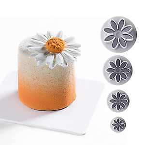 Sunflower Fondant Cutter Flower Molds for Fondant 4PC Chrysanthemum 8Petals Daisy Plunger Cutter Gerbera Cutting Set Cookie Cutter Decorating Mold Tools Decoration Embossing Tool