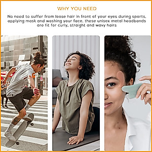 KAC Pack of 6 Unisex Wavy hair bands Non Slip Metal Head Bands for Sports, Outdoor and Yoga, Black, 6 Piece Set