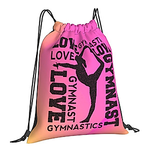 PSYU Love Gymnastics Drawstring Backpack Fashion Travel Bag Sports Athletic Gym Suitable For Mens Womens