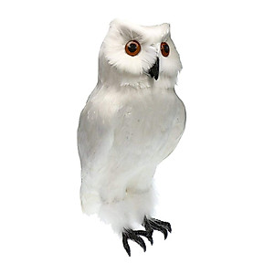 KODORIA Artificial Feathered Owl Realistic Bird Decoration Taxidermy Garden Decor - White 1