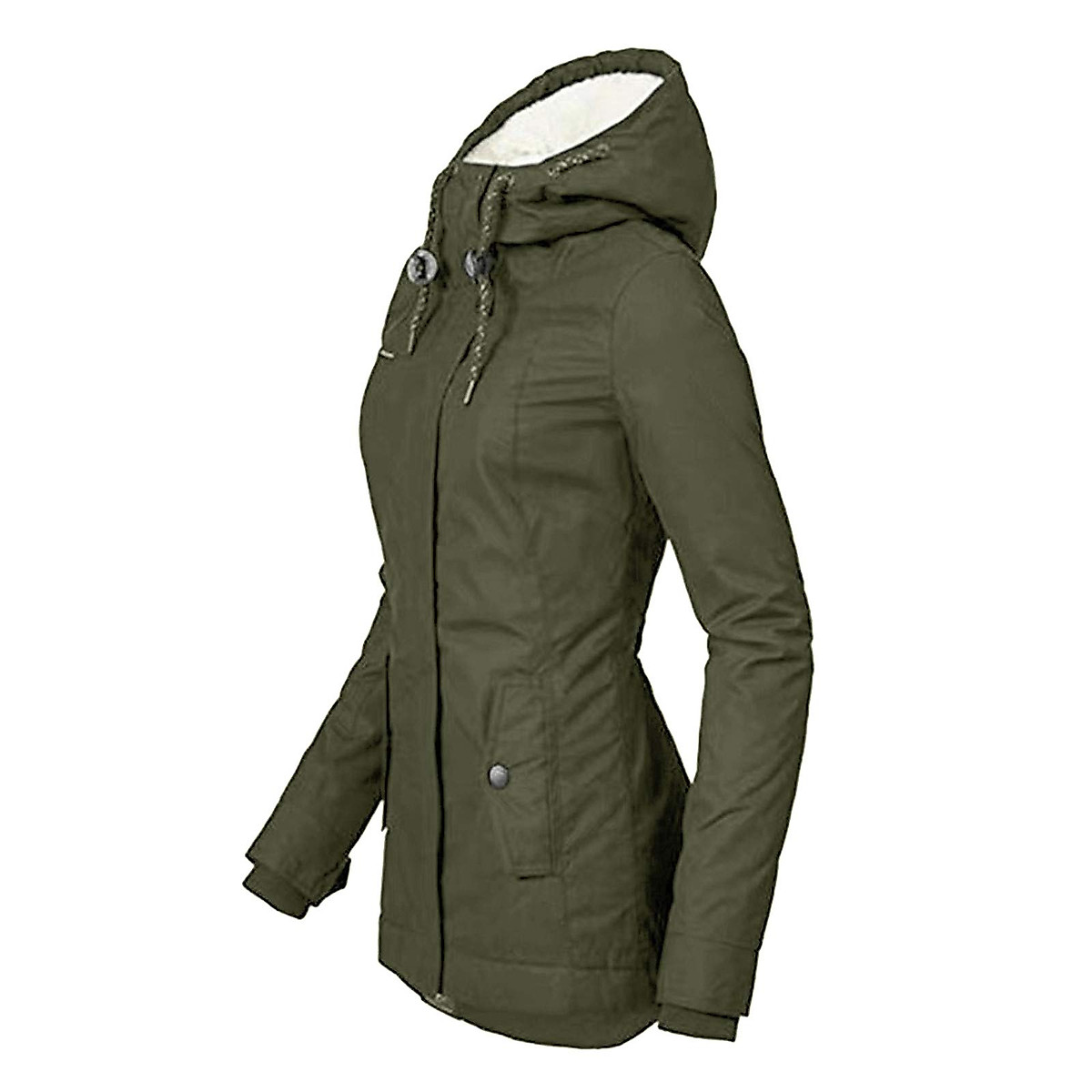 Aniywn Fleece-Lined Rain Jacket for Women Waterproof Windproof Snow Ski Hooded Jacket Winter Outdoor Windbreaker Coat
