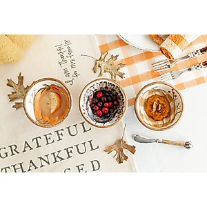 Mud Pie, Turkey, Enamel Harvest Dip Bowl Set, cup 3" x 5" dia | spreader 6 1/2"