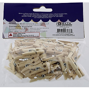 BAZIC Mini, Natural Clothespins, Wood, 50 Per Pack