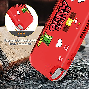 oqpa for Nintendo Switch Lite 2019 Case for Girls Boys Kids PC Cute Kawaii Anime Character Cool Fun Slim Protective Cases Hard Shell Cover with Screen Protector Glass for Switch Lite,Super Malio