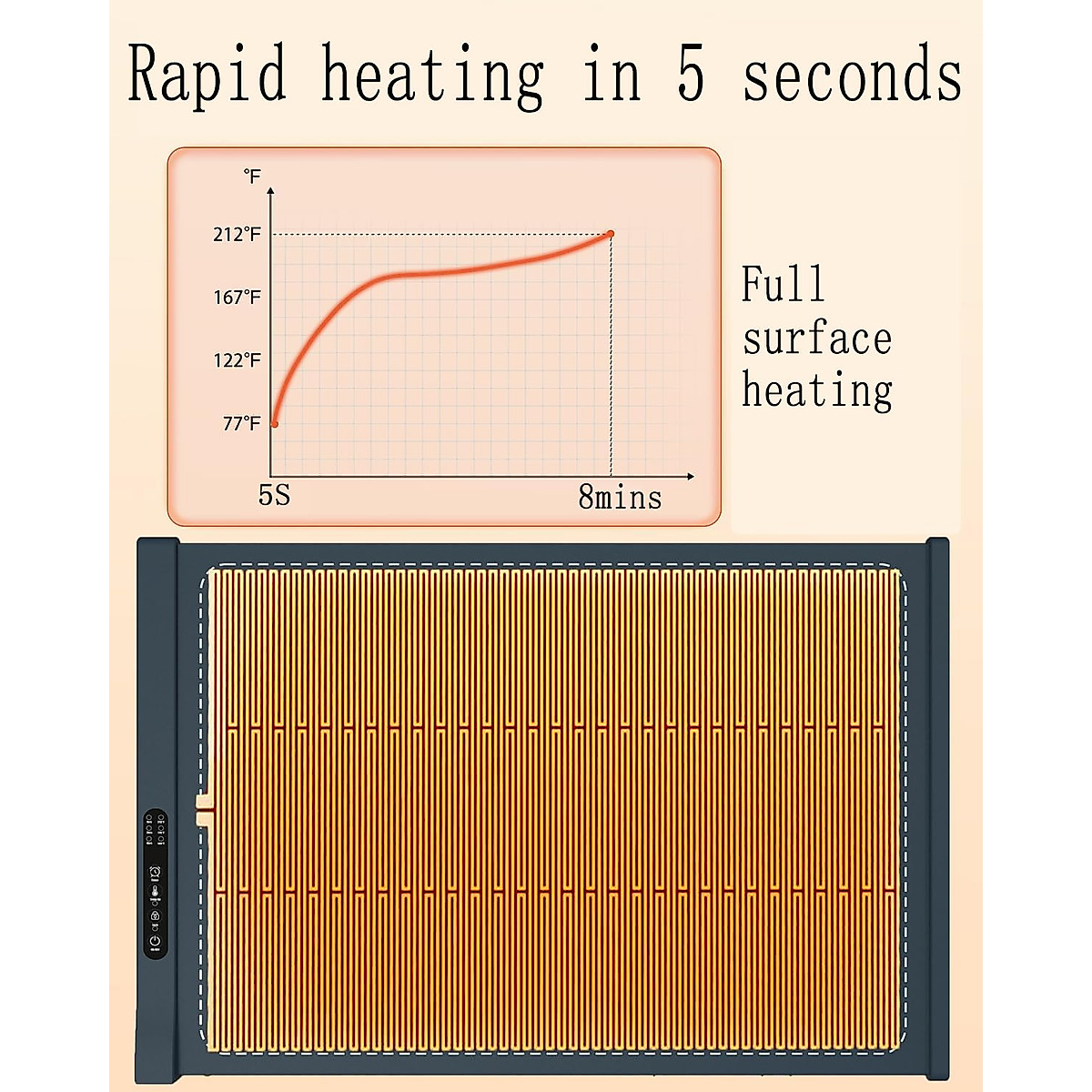 YONZO Food Warming Mat for Countertop Full Surface Hot Plate 260W Portable & Rollable Electric Food Warmers for Parties Buffet with 3 Temperature & Timer Defrosting Tray for Frozen Meat XL