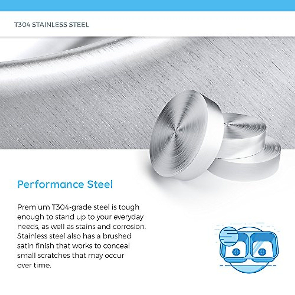 MR Direct ADA2318-18 Stainless Steel Sink Undermount 23 in. Single Bowl Kitchen