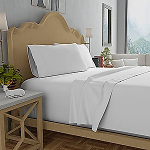 Purity Home 300 Thread Count Organic 100% Cotton Percale Sheet Set, Full White with Elasticized Deep Pockets Eco-Friendly & Breathable, Cooling Bed Sheets, 4 Piece Bedding Sheets Full Size Bed