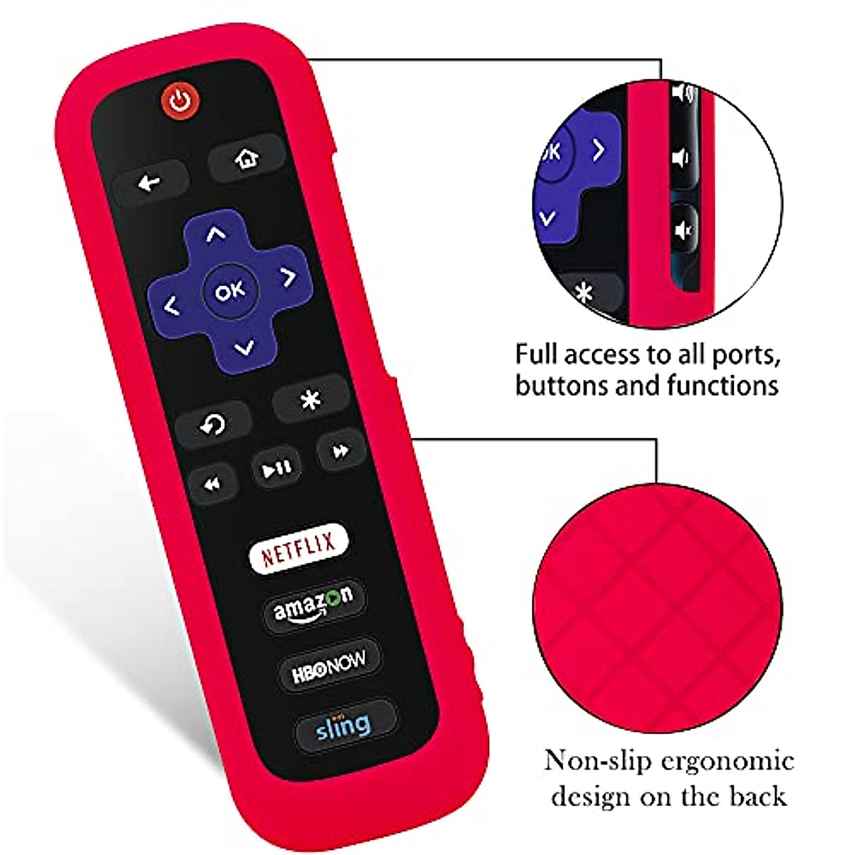 5 Pack Remote Case for Roku, Battery Cover for TCL Roku Smart TV Steaming Stick Remote, Roku TV Remote Cover Silicone Protective Controller Universal Sleeve Skin Glow in the Dark Green Blue Purple Red