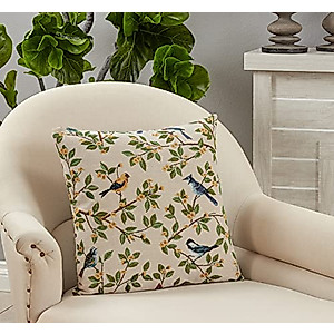 SARO LIFESTYLE Jacquard Bird Throw Pillow with Poly Filling, Multi, 18"