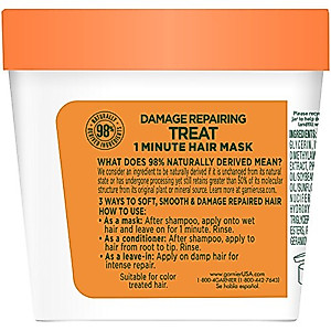 Garnier Fructis Damage Repairing Treat 1 Minute Hair Mask with Papaya Extract for Shine and Scalp Health, 3.4 Fl Oz (Pack of 1)